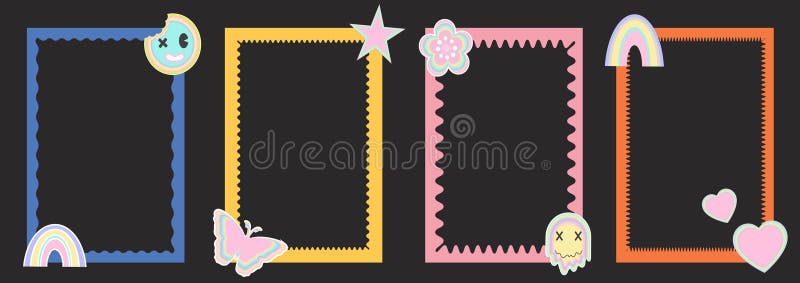 Colorful Stories Frames Set with Cute Elements Stock Vector ...