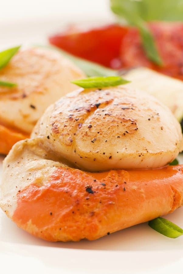 Scallop with Vegetable stock image. Image of aubergine - 17153943