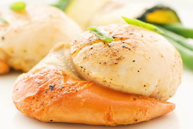 Scallop with Vegetable stock image. Image of dinner, corail - 17529813