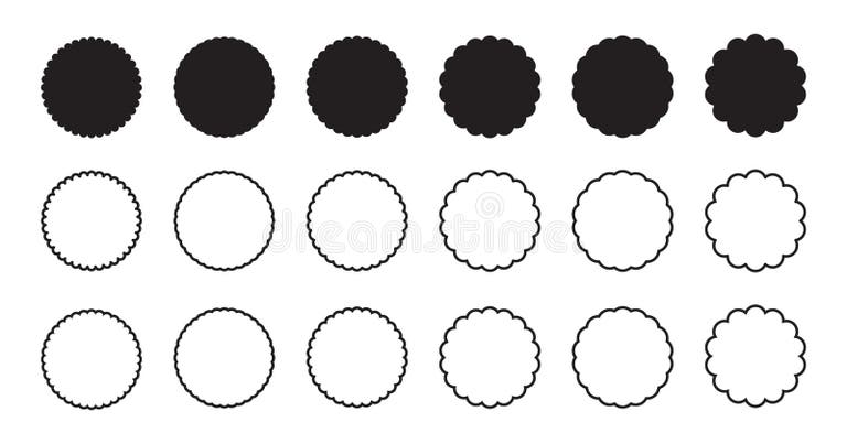 Scalloped Circle Shape Set in Two Styles. Scalloped Circle Frame Stock ...
