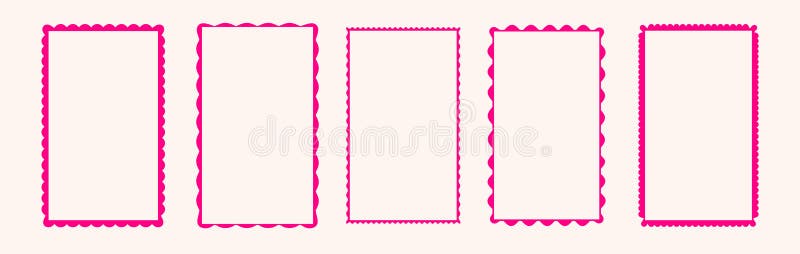 Scalloped Edge Rectangular Frames Set Stock Illustration - Illustration ...