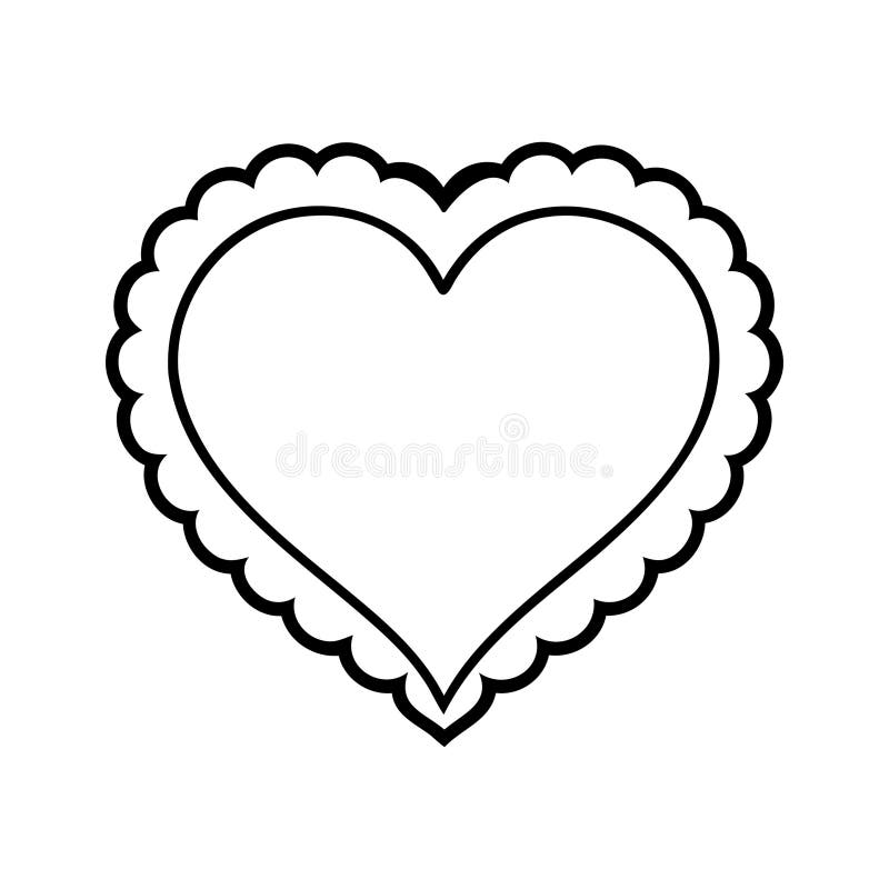 Scalloped Heart Shape Line Art Vector Design Doodle Stock Illustration ...