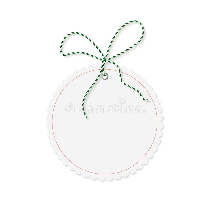 Scalloped Round Price Tag with Green String Stock Vector - Illustration ...