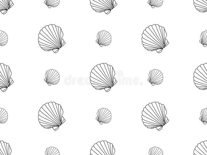 Scallops Seamless Pattern on White Background Stock Vector ...