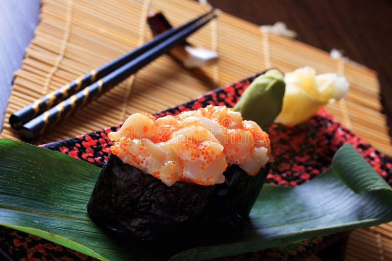 Scallops with Crab Sub Sushi Stock Image - Image of fatty, california ...
