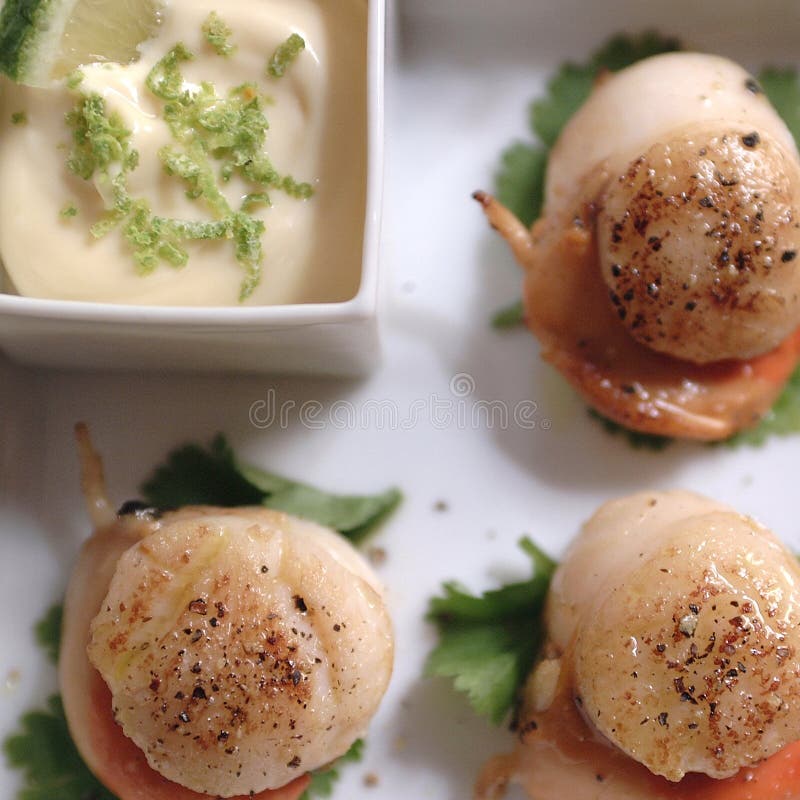 Scallops and lime mayo stock photo. Image of fresh, scallops - 108736176