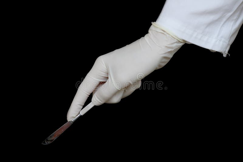 Scalpel in Surgeon Hand. Isolated White. Stock Photo - Image of ideas ...