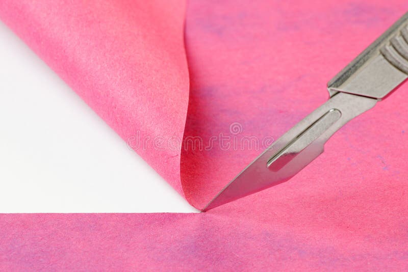 Scalpel Cutting Colored Paper Stock Image - Image of measurement ...