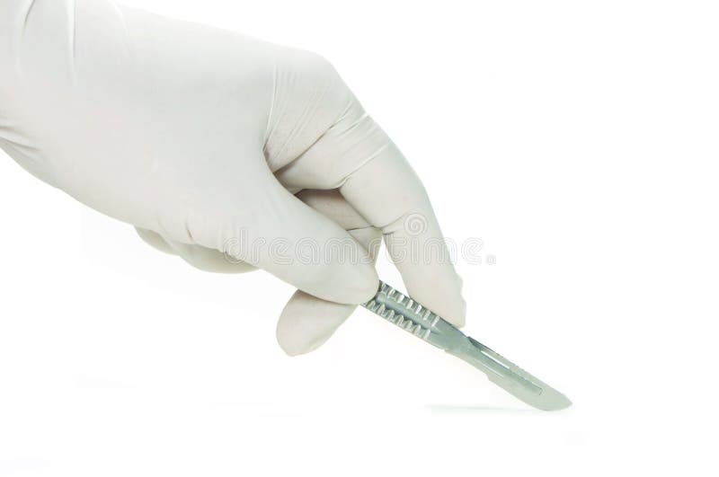 Scalpel in Surgeon Hand. Isolated White. Stock Photo - Image of ideas ...