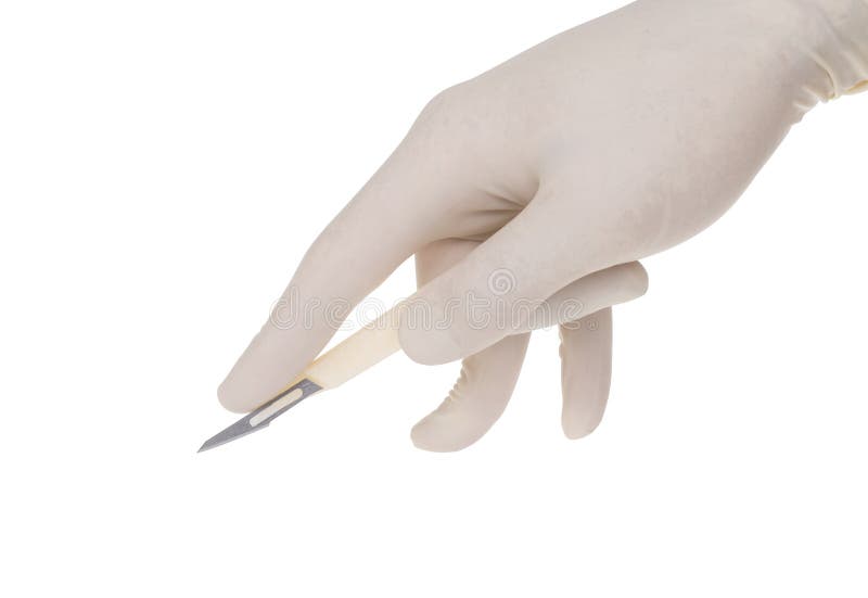 Scalpel Holded by Doctor S Hand on White Stock Photo - Image of ...