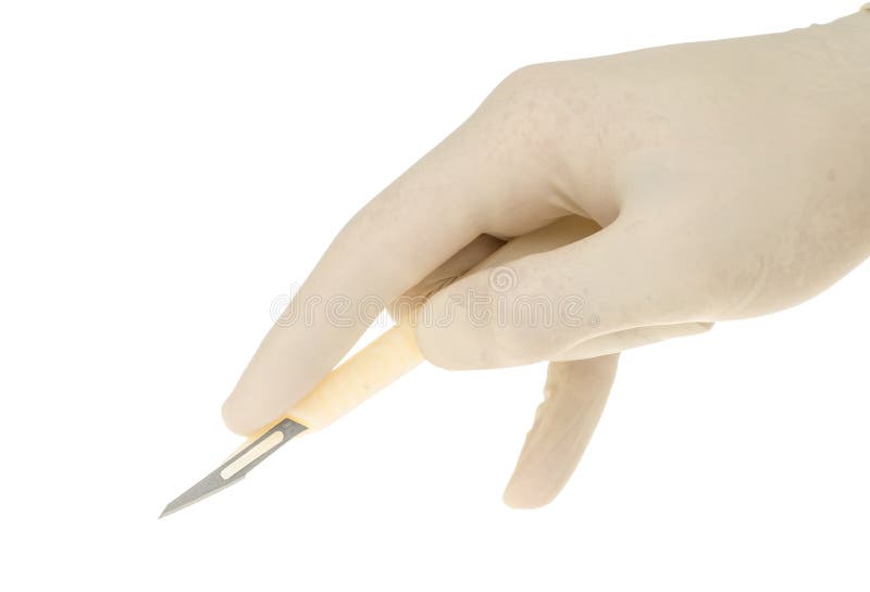 Scalpel Holded by Doctor S Hand on White Stock Photo - Image of ...