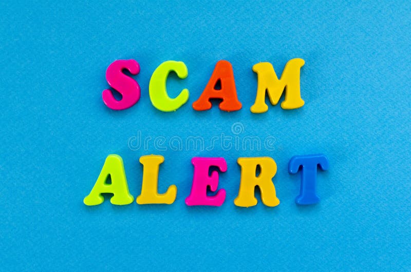 Scam Alert on Blue Paper Background Stock Image - Image of colorful ...