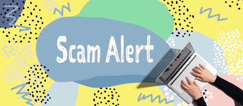 Scam Alert with Woman Using a Laptop Stock Image - Image of icons ...