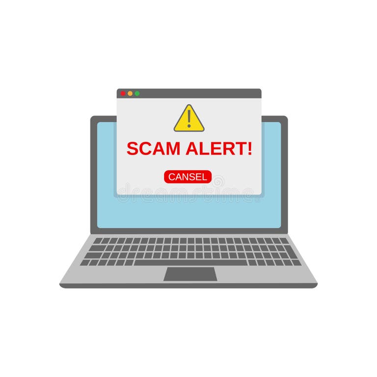 Scam Alert Red Message on Browser Window. Scam Sign Label Isolated on ...
