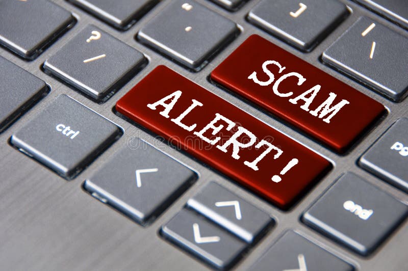 Scam Alert Text on Laptop Keyboard. Scam and Fraud Concept Stock Image ...
