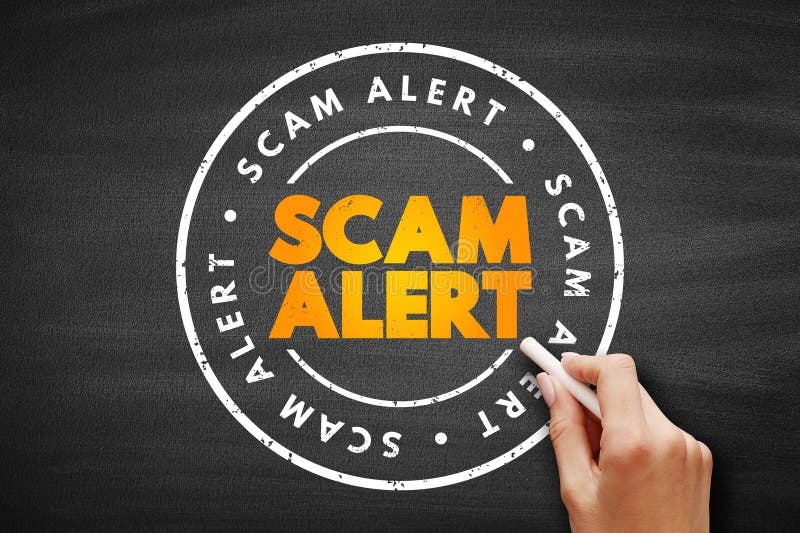 Scam Alert Text Stamp on Blackboard, Concept Background Stock Photo ...