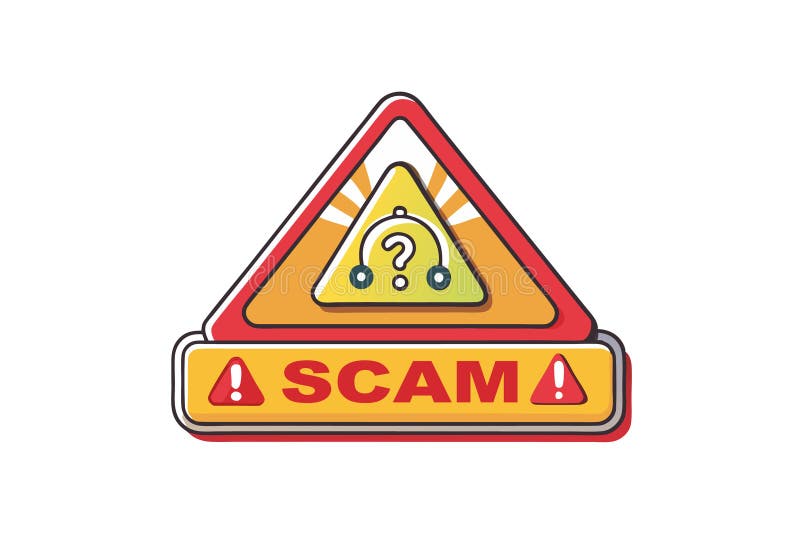 Scam Alert Warning Sign with Colorful Triangular Design, Featuring Bold ...