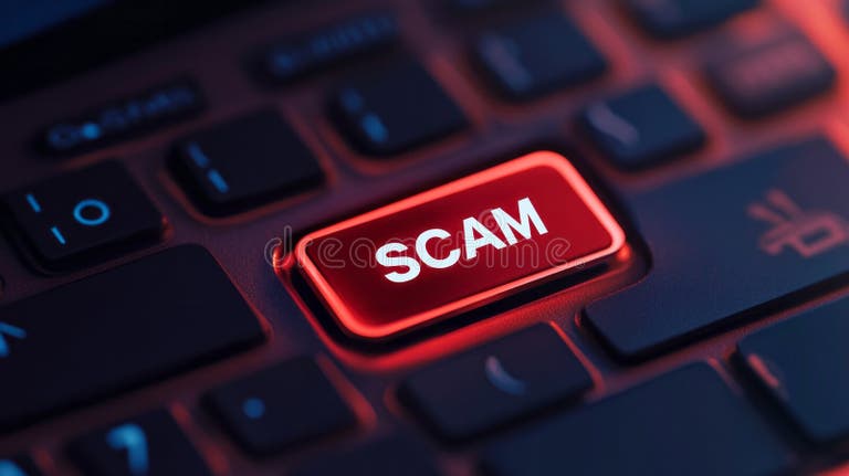 Scam Computer Red Button Keys Showing Swindles and Fraud Stock Photo ...