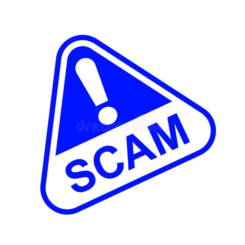 Scam Triangle Sign Blue for Icon Isolated on White, Scam Warning Sign ...