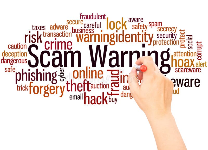 Scam Warning Word Cloud Hand Writing Concept Stock Illustration ...