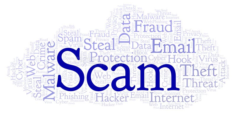 Scam word cloud. stock illustration. Illustration of phishing - 125815058