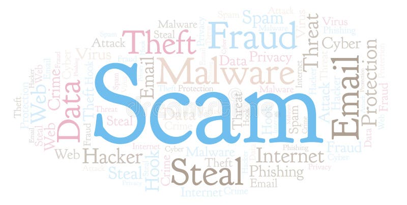 Scam word cloud. stock illustration. Illustration of print - 125887348