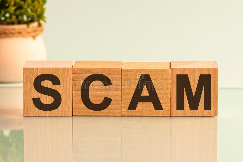 Scam Word Made with Building Blocks Isolated on White Stock Image ...