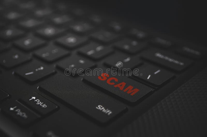Scam word on PC keyboard stock photo. Image of message - 272083856