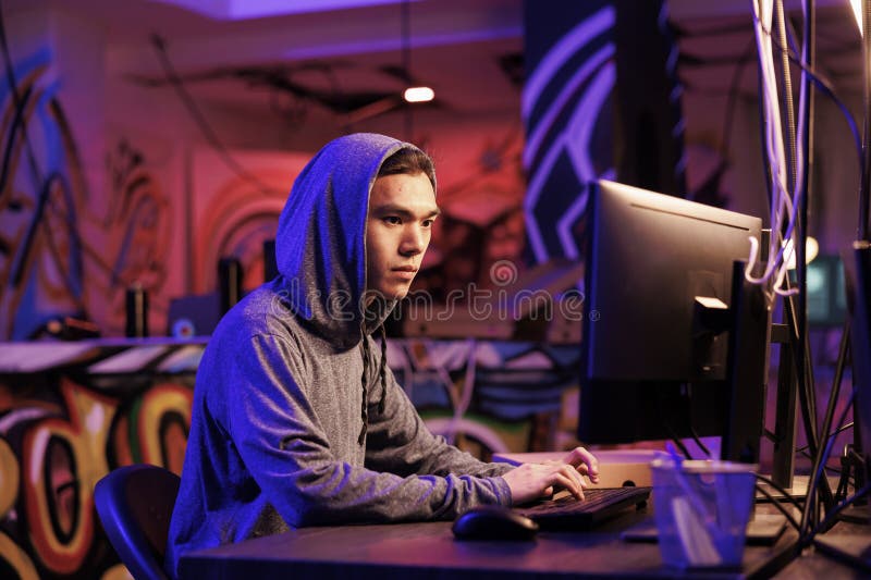 Scammer Cracking Password on Computer Stock Photo - Image of asian ...