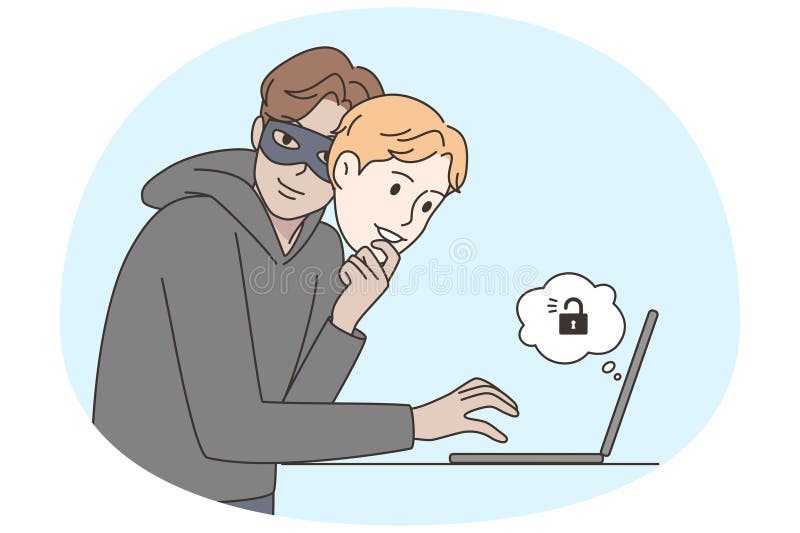 Scammer Hacking Accounts on Computer Stock Vector - Illustration of ...