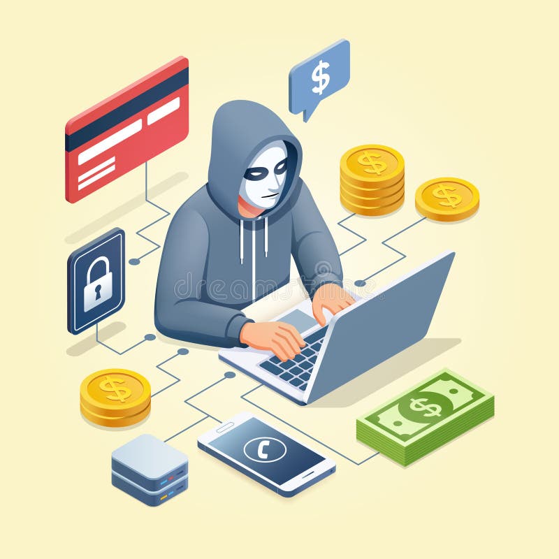 Scammer isometric stock vector. Illustration of internet - 332799432