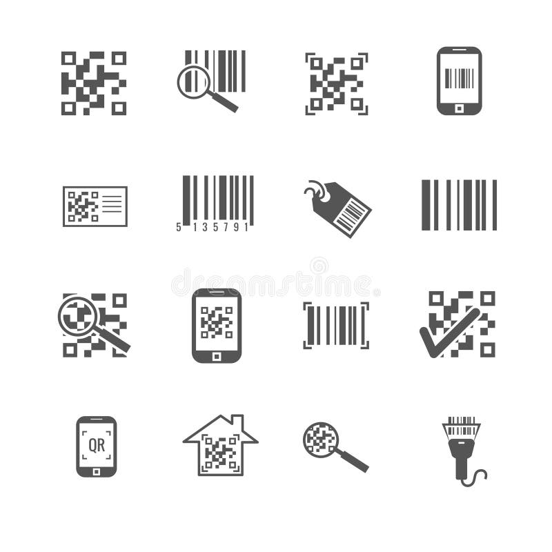 Bar and Qr Code Scanning Vector Thin Line Icons Stock Vector ...