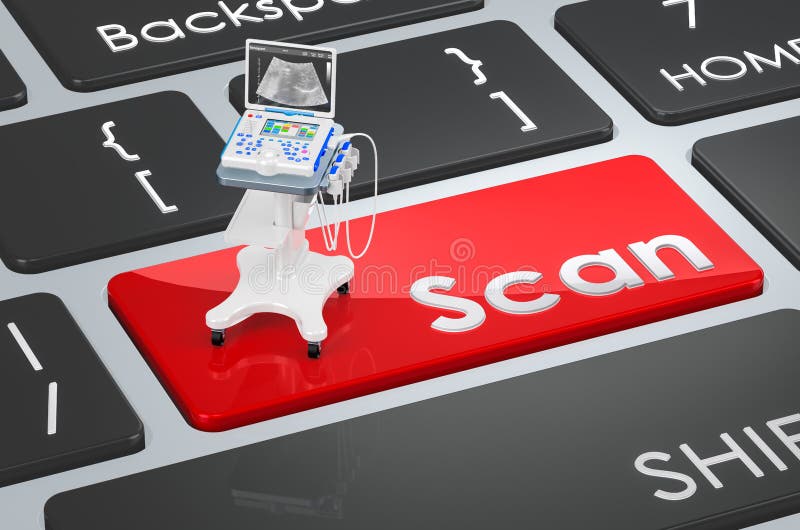 Scan Button, Medical Ultrasound Diagnostic Machine, Scanner on Keyboard ...