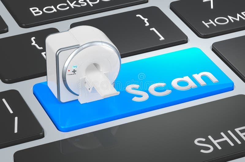 Scan Button, MRI Diagnostic Concept on Keyboard, 3D Rendering Stock ...