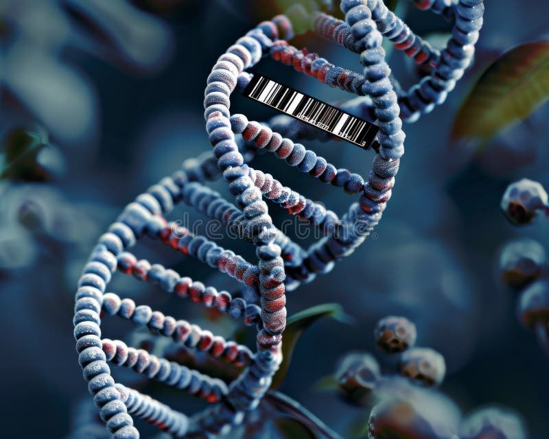 Scan of a DNA Molecule with a Barcode Overlay Stock Illustration ...