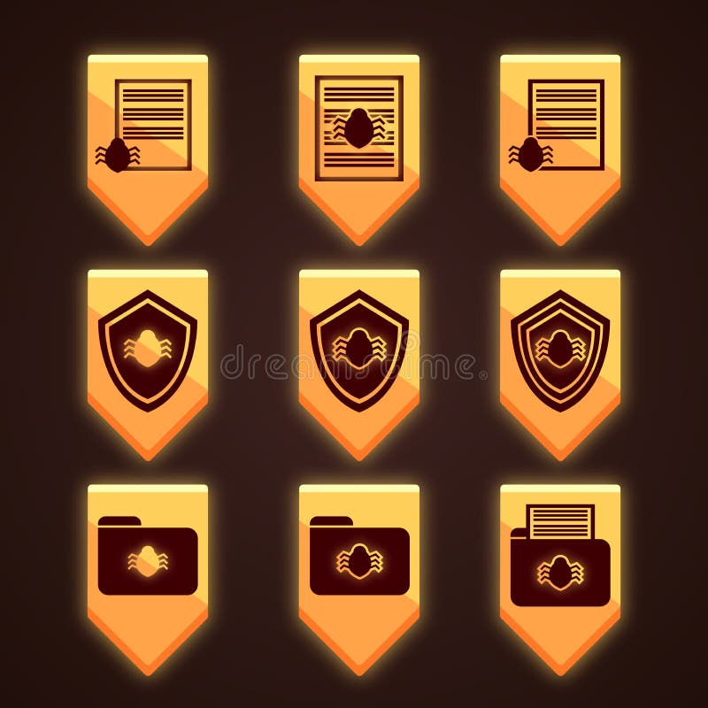 Set of Orange Icons for Antivirus Stock Vector - Illustration of access ...