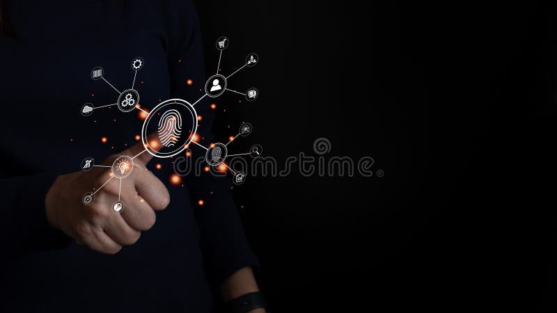 Scan Finger Print by Touching Screen, Security Access Information, Big ...