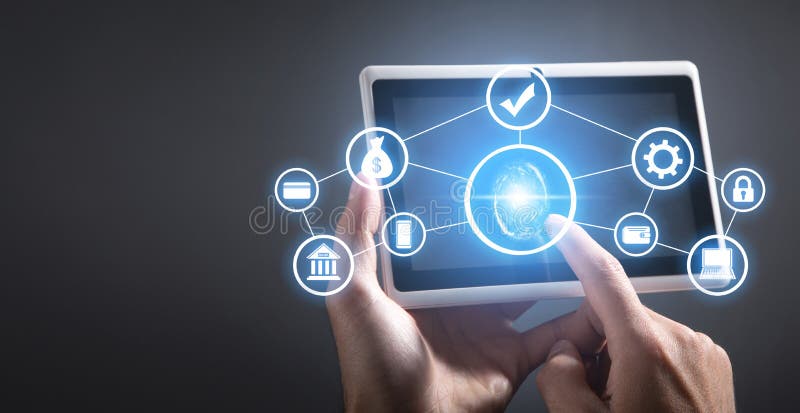 Scan Fingerprint. Internet Banking Stock Illustration - Illustration of ...