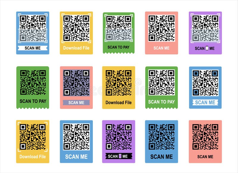 Scan Me Phone Tag Set. Qrcode for Mobile App. Isolated Illustrations on ...