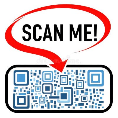 A graphic featuring a QR code with a red arrow pointing to it ...