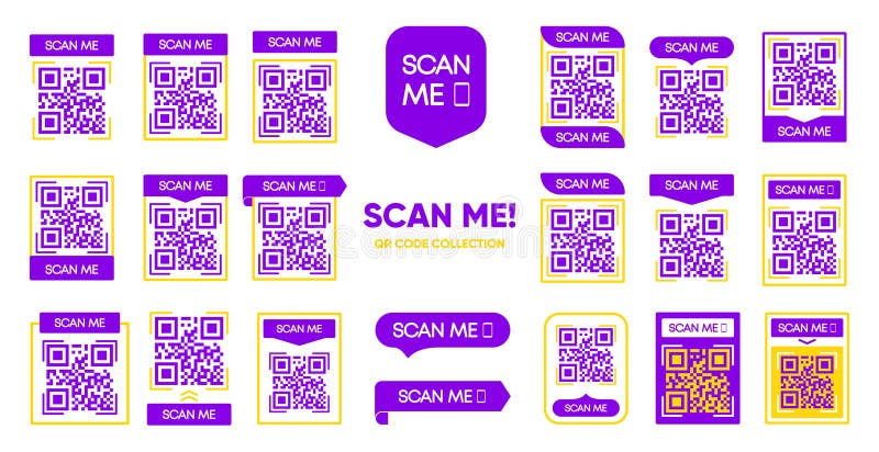 Scan Me. QR Code Scan for Smartphone. Qr Code Set. QR Code for Mobile App, Payment and Phone ...
