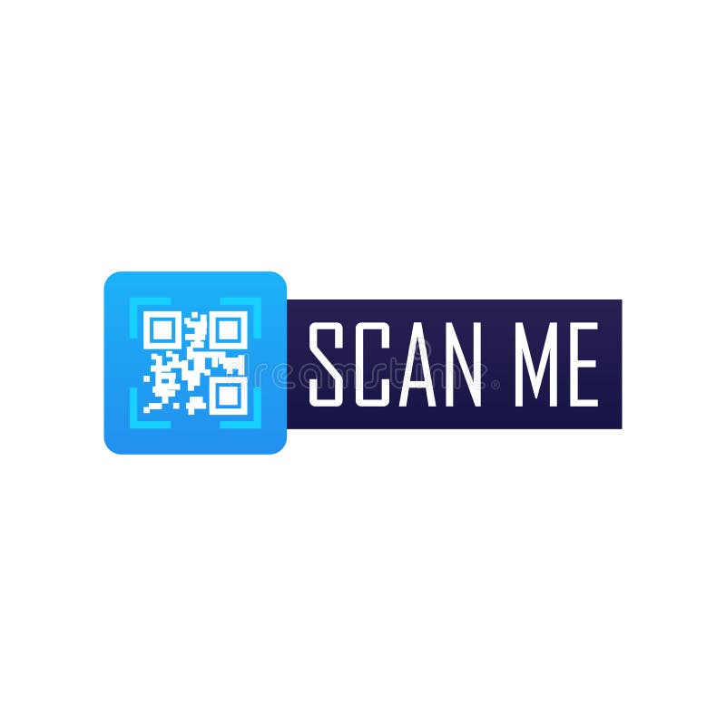 Scan Me Sticker with QR Code, Flat Vector Illustration Isolated on ...