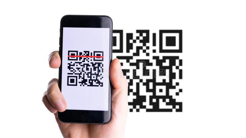 Scan Pay. Hand Holding Mobile Smartphone Screen for Payment Pay, Scan ...