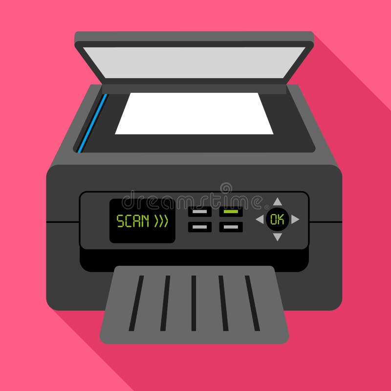 Scan Printer Icon, Flat Style Stock Vector - Illustration of paperwork ...