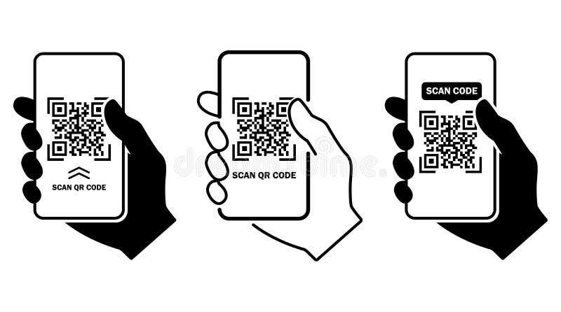 Scan Qr Code Flat Icon With Phone Barcode Hand Holds Smartphone Stock Vector Illustration Of
