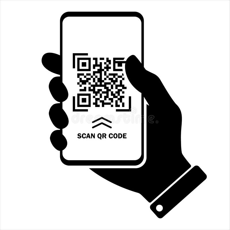 Scan QR Code Flat Icon with Phone. Barcode. Hand Holds Smartphone Stock ...
