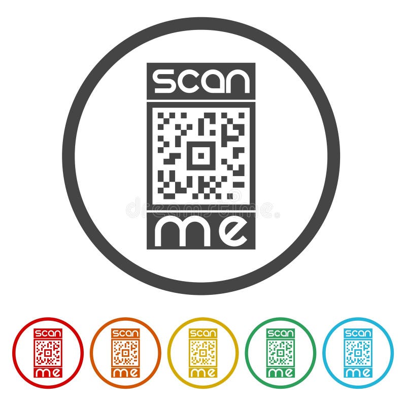 Scan QR Code Icon. Set Icons in Color Circle Buttons Stock Vector ...