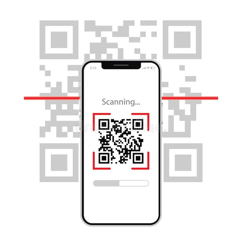 Scan Qr Code With Mobile Phone Electronic Digital Technology Barcode Stock Vector