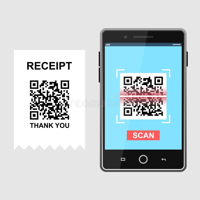 Scan QR Code and Pay Receipt To Smartphone Stock Vector - Illustration ...