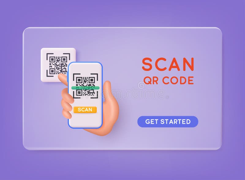 Scan Qr Code To Mobile Phone Electronic Scan Digital Technolo Stock Vector Illustration Of